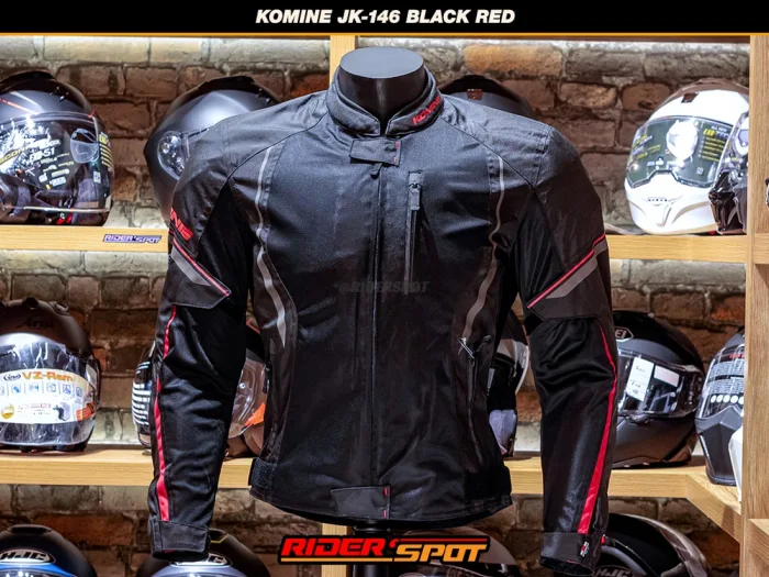 KOMINE JK-146 Black Red Protect Half Mesh Jacket – Riderspot