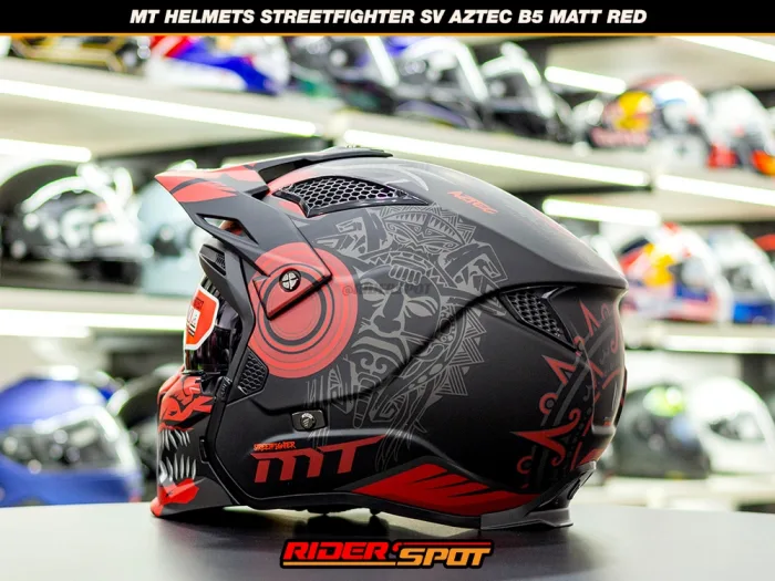MT HELMETS Streetfighter SV Aztec B5 Matt Red Helmet – Riderspot