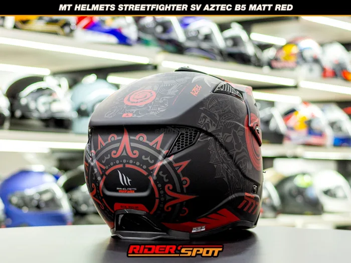 MT HELMETS Streetfighter SV Aztec B5 Matt Red Helmet – Riderspot