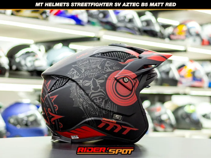 MT HELMETS Streetfighter SV Aztec B5 Matt Red Helmet – Riderspot