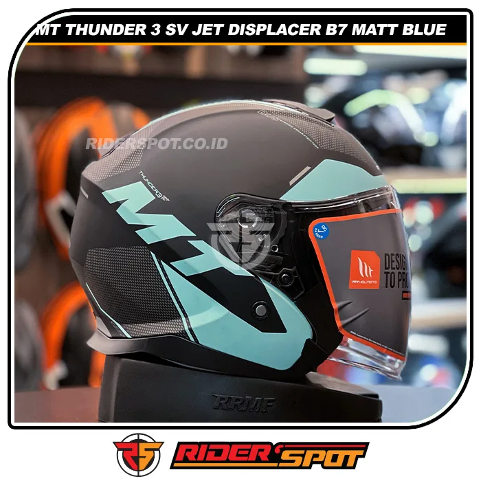 MT Helmets Thunder 3 SV Jet Displacer B7 Matt Blue Helmet – Riderspot