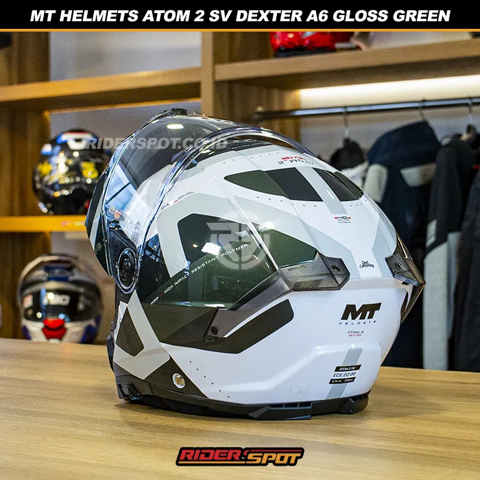 MT HELMETS Atom 2 SV Dexter A6 Gloss Green Helmet – Riderspot
